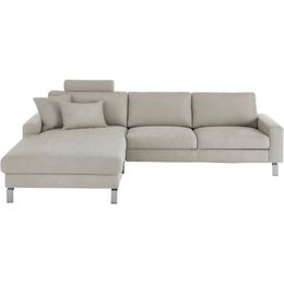Ecksofa 3C CANDY, B:281cm H:86cm T:194cm, grau, 100% Polyester, Wohnzimmer, Sofas, "Lecce, wahlweise PUR-Schaumstoff oder Tonnentaschenfederkern",