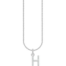 Thomas Sabo Damen Kette mit Anh&auml;nger "Buchstabe", 45, H, Silber 925 (recycelt), bunt, Silber 925 (recycelt), Halsketten, mit Zirkonia (synth.)