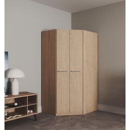 Eckkleiderschrank Priess, B:95cm H:193cm T:95cm, braun, Holzwerkstoff, Schr&auml;nke, "Barcelona Kleiderschrank Eckl&ouml;sung Raumwunder", in 2 Tiefen Schrank