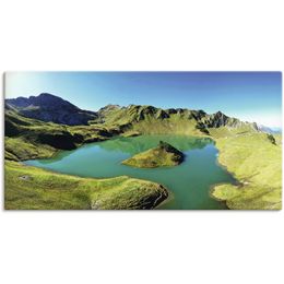 Leinwandbild Artland, B:100cm H:50cm, gr&uuml;n, Leinwand, Wohnzimmer, Bilder, "Schrecksee Bayerischen Hochalpen", auf Holzrahmen gespannt