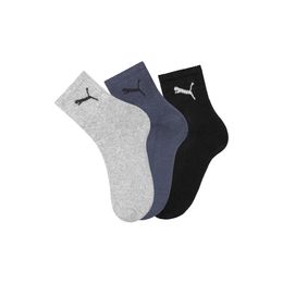 Puma Damen Sportsocken "short crew", Gr. 47, blau, Baumwollmischung, Elasthan, Polyamid, Polyester, unifarben, Socken, gepolsterte Frottee-Sohle,