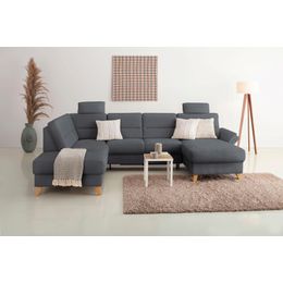 Wohnlandschaft Home Affaire, B:303cm H:90cm T:213cm, grau, 100% Polyester, Sofas, "Westerland U-Form", Federkern, wahlweise Bettfunktion, Stauraum