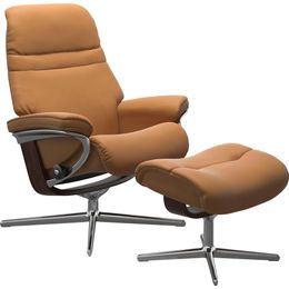 Relaxsessel stressless, B:92cm H:105cm T:80cm, braun, Wohnzimmer, Sessel, "Sunrise", mit Hocker, mit Cross Base, Gr&ouml;&szlig;e S, M & L, Holzakzent Braun