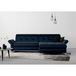 Ecksofa Home Affaire, B:284cm H:89cm T:179cm, blau, 100% Polyester, Wohnzimmer, Sofas, "Maredo L-Form", Federkern, wahlweise auch mit Kopfteil- und