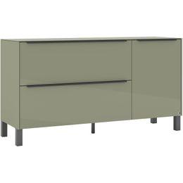 Lowboard, B:137cm H:75cm T:42cmolivgr&uuml;n matt lack, glas olivgr&uuml;n glanz, SET ONE BY Musterring, Glas, Holzwerkstoff, Wohnzimmer, Sideboards, "Reno",