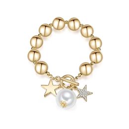 Lulu & Jane Lulu & Jane Armband Damen Gr&ouml;&szlig;e One Size goldgelb / perlwei&szlig;