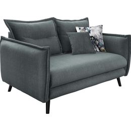 2-Sitzer Home Affaire, B:162cm H:94cm T:110cm, blau, Sofas, "Lazio", inklusive 1 Stk. Wende- und 1 Stk. Zierkissen