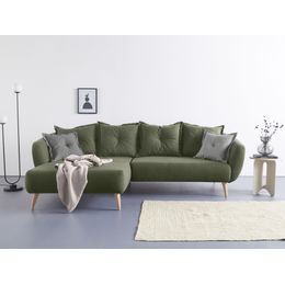 Ecksofa Home Affaire, B:277cm H:80cm T:162cm, gr&uuml;n, Wohnzimmer, Sofas, "Baggio formsch&ouml;ne Polsterecke, bequem, Breite 277cm, L-Form", Zierkissen