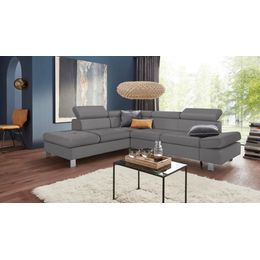 Ecksofa, B:272cm H:98cm T:232cm, grau, exxpo - SOFA FASHION, Luxus-Kunstleder;Webstoff (100% Polyester);Webvelours (100% Polyester), Wohnzimmer,