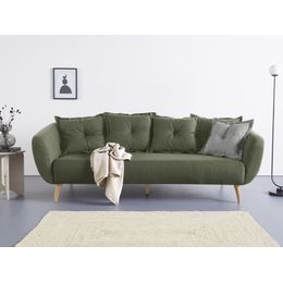 3-Sitzer Home Affaire, B:236cm H:80cm T:103cm, gr&uuml;n, Sofas, "Baggio modern und romantisches Design, bequem", Zierkissen inklusive
