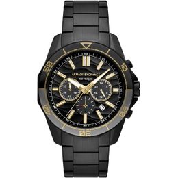 Armani Exchange Herren Chronograph, schwarz, Armbanduhren, Quarzuhr, Armbanduhr, Herrenuhr, Edelstahlarmband, analog, Tag