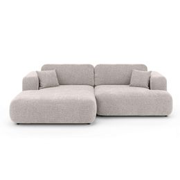 Ecksofa OTTO HOME "VEEVIA L-Form, Schlafsofa, Verl&auml;ssliche Qualit&auml;t, Breite 256cm", creme, B:256cm H:76cm T:161cm, 100% Polyester, Sofas, Ecksofa, mit Bettkasten, belastbar bis 480kg, inklusive R&uuml;cken- und Zierkissen