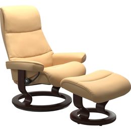 Fu&szlig;hocker stressless, B:57cm H:40cm T:47cm, gelb, Garten, Hocker, "View", mit Classic Base,Gestell Braun