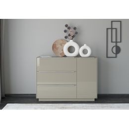 Sideboard, B:137cm H:102cm T:42cmtaupe matt lack, glas taupe glanz, SET ONE BY Musterring, Glas, Holzwerkstoff, Wohnzimmer, Sideboards, "Reno", Mit