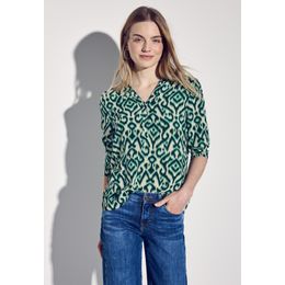 Street One Damen 3/4-Arm-Shirt, gr&uuml;n, Gr. 40, bedruckt, Web, Obermaterial: 95% Viskose, 5% Elasthan, Shirts, mit grafischem Muster