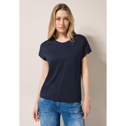 Cecil Damen T-Shirt, blau, Gr. S, unifarben, Jersey, Obermaterial: 50% Baumwolle, 50% Modal, Shirts, mit elastischem Bund