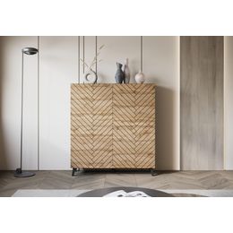 Highboard Home Affaire, B:120cm H:128cm T:39cm, schwarz, Wohnzimmer, Sideboards, "Phuket, Front MDF", moderne Kommode mit 4 T&uuml;ren und 8 F&auml;chern,