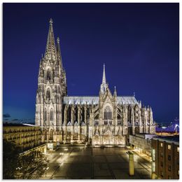 Glasbild Artland, B:50cm H:50cm, blau, K&uuml;che, Bilder, "K&ouml;lner Dom am Abend", in verschiedenen Gr&ouml;&szlig;en