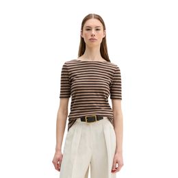 Marc O'Polo MARC O'POLO Damen T-Shirt "aus Organic Cotton-Jersey"schwarz braun, Basic, Gr. M, gestreift, Obermaterial: 100% Baumwolle, Shirts