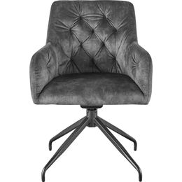4-Fu&szlig;stuhl, B:60,5cm H:85cm T:64,5cm, grau, SET ONE BY Musterring, Polyester, St&uuml;hle, "Yonkers", mit Stativgestell, praktische Auto-Return und