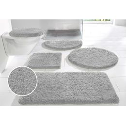 Badematte my home, H:30mm, grau, Polyester, Badematten, "Sanremo, Badvorleger, Badezimmer Teppich, sehr weich", Badteppich, unifarben, rechteckig,