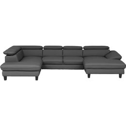 Wohnlandschaft Home Affaire, B:331cm T:108cm, grau, Sofas, "Pilot U-Form", mit Kopfteilverstellung, wahlweise mit Bettfunktion & Bettkasten