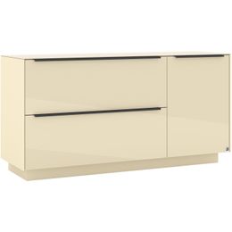Lowboard, B:137cm H:71cm T:42cm, beige, SET ONE BY Musterring, Glas, Holzwerkstoff, Wohnzimmer, Sideboards, "Reno", Mit Sockel in diversen Farben, 71
