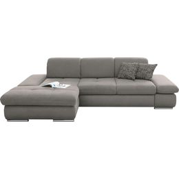 Ecksofa, B:284cm H:80cm T:190cm, grau, SET ONE BY Musterring, Wohnzimmer, Sofas, "SO4100 V", mit verstellbaren Kopfteilen, wahlweise mit Funktionen,