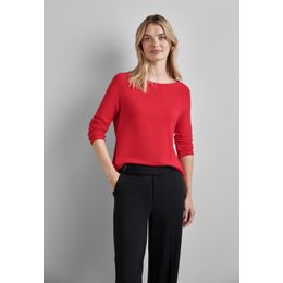 Street One Damen Langarmshirt, rot, Gr. 34, unifarben, Stoff, 67% Viskose, 30% Polyester, 3% Elasthan, Shirts, Rundhalsausschnitt