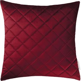 Dekokissen Tom Tailor HOME, B:45cm L:45cm, rot, Polyester, Dekokissen_Sitzkissen_Kissenh&uuml;llen, "FrenchVelvet Quilt", Kissenh&uuml;lle ohne F&uuml;llung, 1 St&uuml;ck