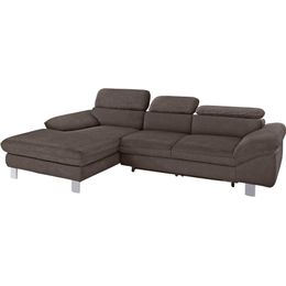 Ecksofa COTTA, B:268cm H:73cm T:169cm, braun, Struktur (100% Polyester);Chenille (90% Polyester, 10% Polyamid), Wohnzimmer, Sofas, "Driver L-Form",