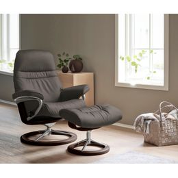 Fu&szlig;hocker stressless, B:57cm H:42cm T:40cm, grau, Leder BATICK: BATICK ist ein leicht korrigiertes, durchgef&auml;rbtes und genarbtes M&ouml;belleder, bei dem