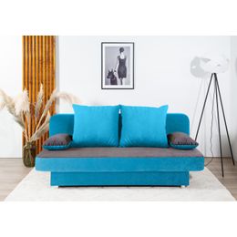Schlafsofa Collection AB, B:186cm H:94cm T:85cm, blau, Primabelle-Microfaser (100% Polyester)/Struktur (100% Polyester);Zierkissen: