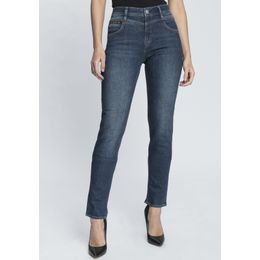 Herrlicher Damen Slim-fit-Jeans "PEPPY SLIM DENIM", blau, Gr. 27, Abriebeffekte, Denim/Jeans, Obermaterial: 81% Baumwolle, 16% Polyester, 3%