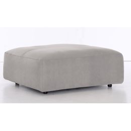 Hocker Musterring, B:120cm H:43cm T:120cm, silber, Flachgewebe VALMONT (60% Baumwolle/40% Leinen);Leder PURO, pigmentiertes Leder;Microfaser CRONA