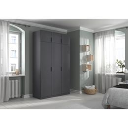 Kleiderschrank Rauch, B:136cm H:235cm T:54cm, grau, Holzwerkstoff, Kinderzimmer, Schr&auml;nke, "Dreht&uuml;renschrank Schrank Garderobe Ankleide Schlafzimmer