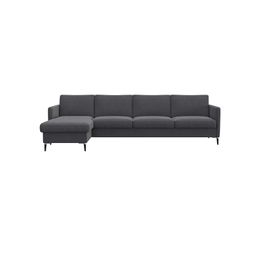 Ecksofa FLEXLUX, B:280cm H:85cm T:159cm, grau, 100% Polyester, Wohnzimmer, Sofas, "Fiore, L-Form", schmale Armlehnen, Kaltschaum, F&uuml;&szlig;e Alu+schwarz