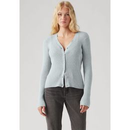 Levi's LEVI'S Damen Longstrickjacke "TULIP CARDIGAN", blau, Gr. M, Strick, Obermaterial: 80% Baumwolle, 17% Polyamid, 3% Elasthan, Strickjacken