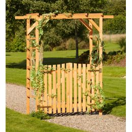 Rosenbogen Promadino, B:200cm H:210cm T:60cm, braun, Holzwerkstoff, Rankhilfen, "Pergola Anke", BxTxH: 200x60x210 cm, mit T&uuml;ren