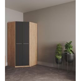 Eckkleiderschrank Priess, B:95cm H:193cm T:95cm, braun, Holzwerkstoff, Schr&auml;nke, "Barcelona Kleiderschrank Eckl&ouml;sung Raumwunder", in 2 Tiefen Schrank