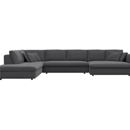 Wohnlandschaft FLEXLUX, B:400cm H:84cm T:272cm, grau, 100% Polyester, Sofas, "Lovane, U-Form, bequem und komfortabel", Weich & anschmiegsam, gro&szlig;e