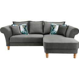 Ecksofa Home Affaire, B:262cm H:95cm T:198cm, schwarz, 100% Polyester, Wohnzimmer, Sofas, "Tassilo Mega Polsterecke mit Kaltschaum im Sitz, bequem,