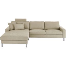 Ecksofa 3C CANDY, B:281cm H:86cm T:194cm, grau, 100% Polyester, Wohnzimmer, Sofas, "Lecce, wahlweise PUR-Schaumstoff oder Tonnentaschenfederkern",