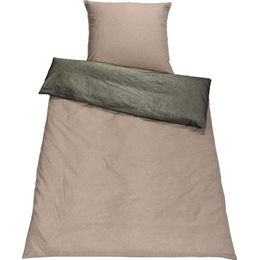 Wendebettw&auml;sche SETEX, gr&uuml;n, Chambray, Obermaterial: 90% Baumwolle, 10% Polyester, Bettw&auml;sche, "Chambray", mit Wendefunktion