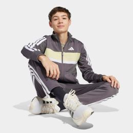 Jungen Trainingsanzug "SEASONAL ESSENTIALS TIBERIO 3-STREIFEN TRICOT KIDS", gelb, Gr. 152, adidas Sportswear, Obermaterial: 100% Polyester,