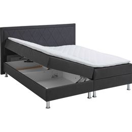 Boxbett, L:205cm, grau, ATLANTIC HOME COLLECTION, Bettgestell und seitliche Einfassung der Matratzen: Strukturstoff, 100% Polyester;Spiegelfl&auml;che der