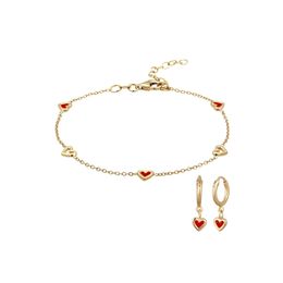 Elli Schmuckset Damen Gr&ouml;&szlig;e 16 gold / rot