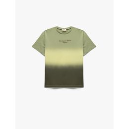 KOTON T-shirt Jungen Gr&ouml;&szlig;e 146/152 pastellgelb / anthrazit / khaki