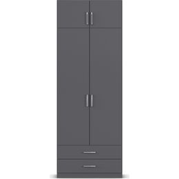 Kleiderschrank Rauch, B:91cm H:248cm T:54cm, grau, Holzwerkstoff, Kinderzimmer, Schr&auml;nke, "Schrank Garderobe W&auml;scheschrank GAMMA in 4 Breiten 91-226