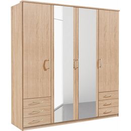 Kleiderschrank Priess, B:185cm H:196cm T:57cm, braun, Holzwerkstoff, Schlafzimmer, Schr&auml;nke, "Husum", mit dekorativen Kranz, wahlweise mit Schubk&auml;sten
